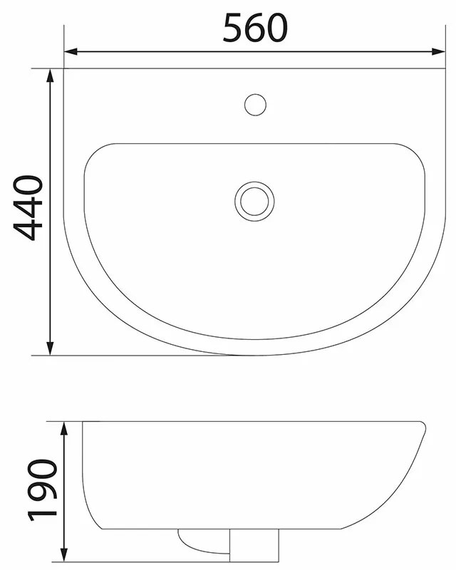 Mereo keramické umyvadlo 56 cm s otvorem pro baterii s přepadem bílá VSD56U