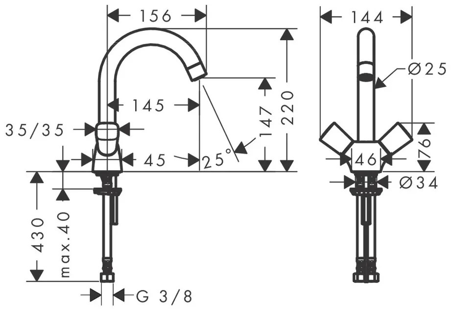 Hansgrohe Logis, Kohoutková umyvadlová baterie, chromová, 71221000