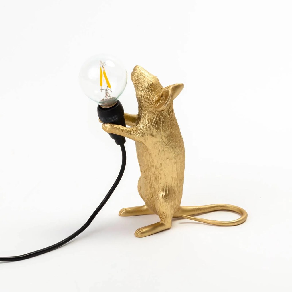 LED deko stolní lampa Mouse Lamp USB stojící zlatá