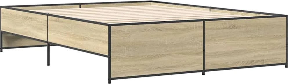 Rám postele dub sonoma 150 x 200 cm kompozitní dřevo a kov 3279883