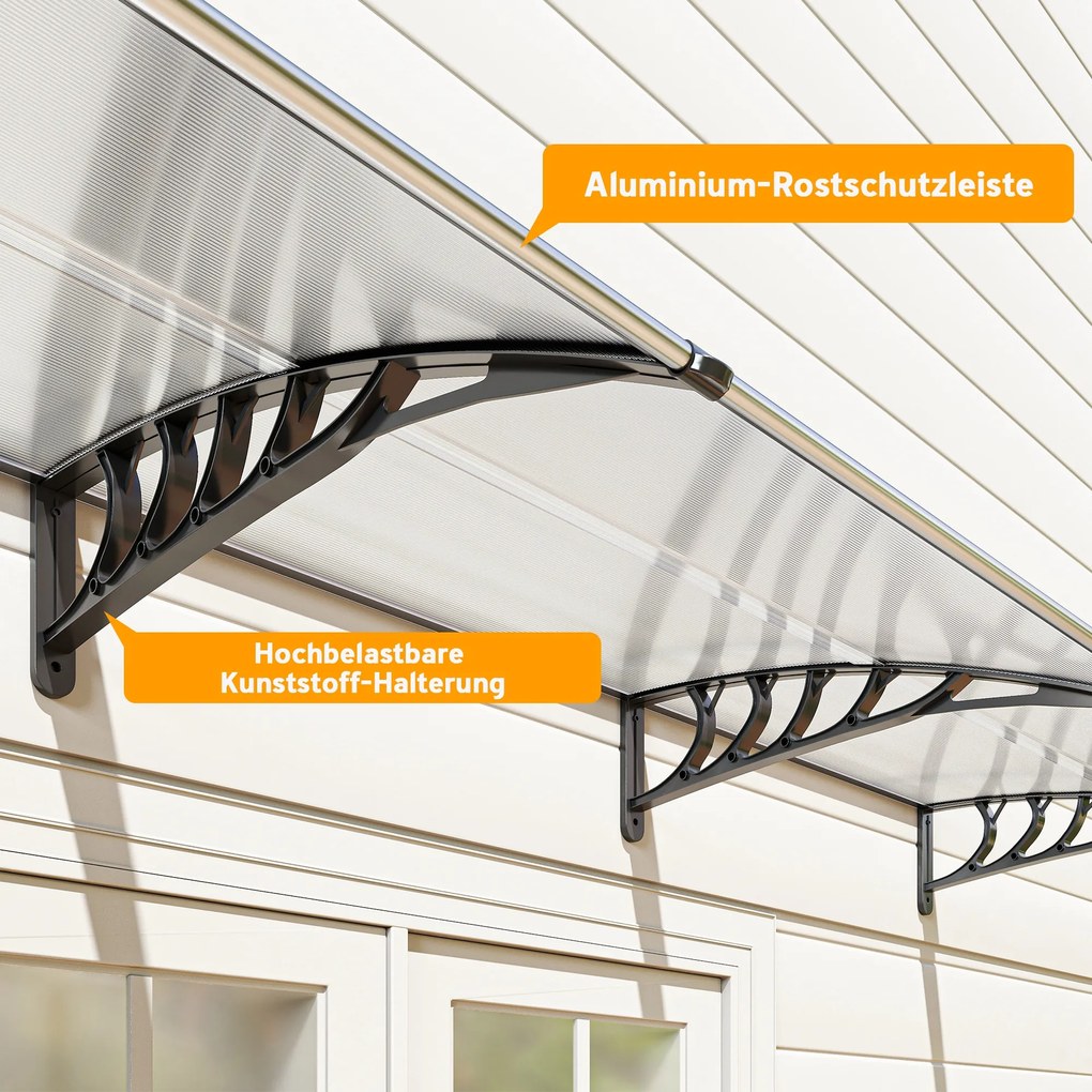 Stříška Outsunny na vchodové dveře 90 x 295 cm, stříška s UV ochranou, stříška na vchodové dveře, ochrana proti slunci z polykarbonátu, ochrana proti…