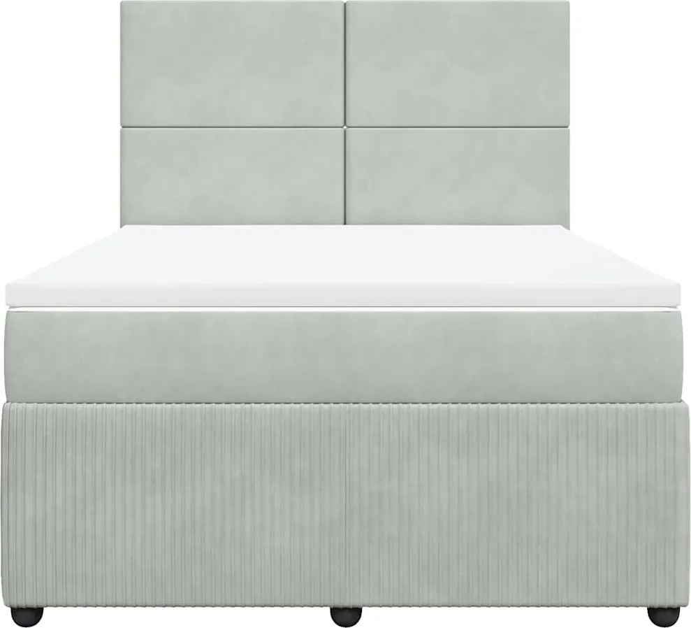 Box spring postel s matrací světle šedá 160x200 cm samet 3292376