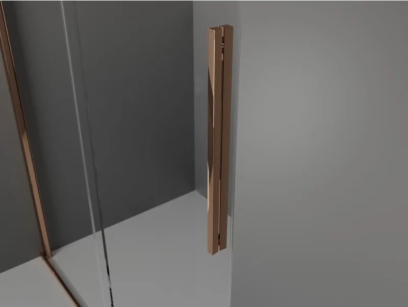 Mexen Velar L, sprchový kout s posuvnými dveřmi 100 x 100 cm, 8mm čiré sklo, růžové zlato, 871-100-100-03-60