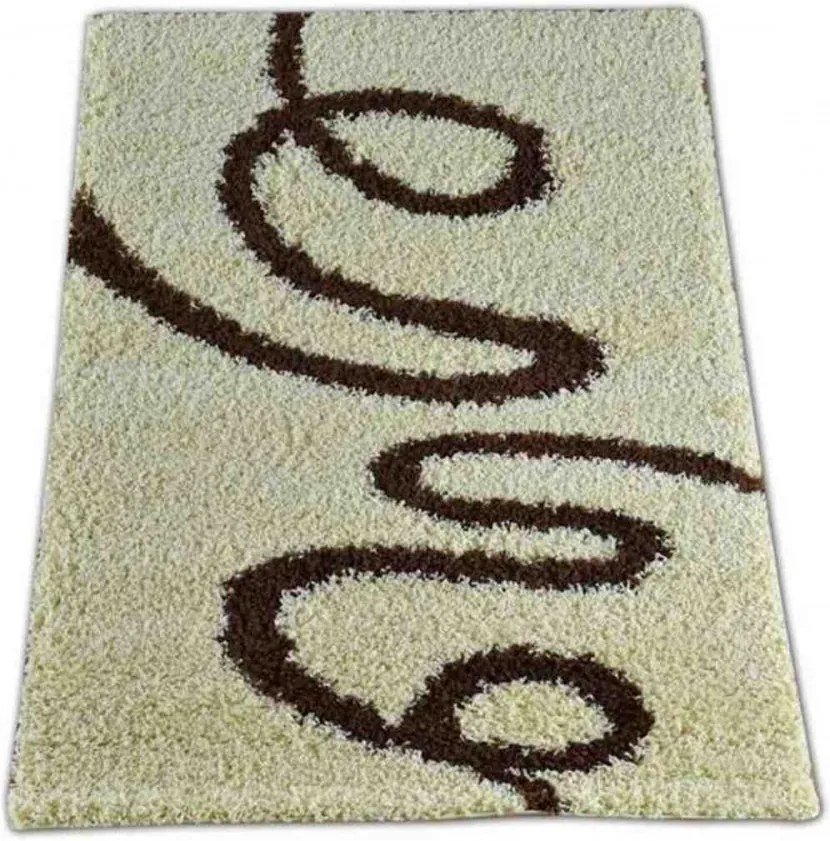 Kusový koberec Shaggy vlas 50 mm Stuha krémový, Velikosti 120x170cm