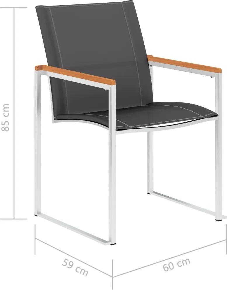 vidaXL Zahradní židle 2 ks textilen a nerezová ocel šedé [46497]