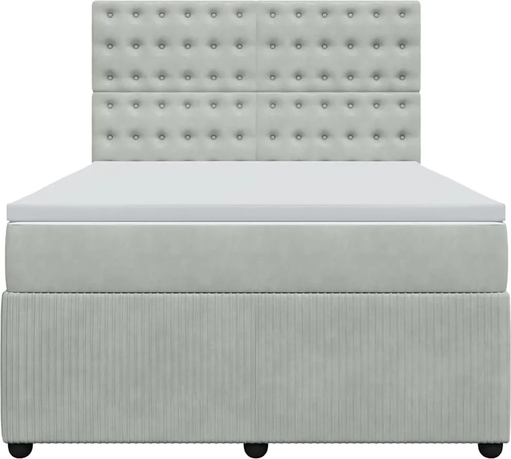 Box spring postel s matrací světle šedá 140x200 cm samet 3292370