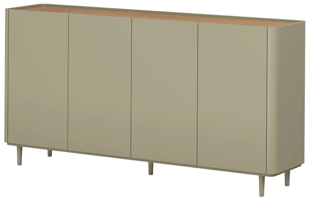 Komoda Elivo 200 cm na nožkách - eukalyptus / dub baltic dune