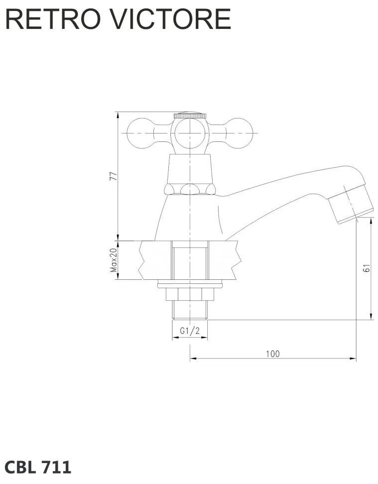 Mereo Retro Viktorie umyvadlový kohoutek stojánkový mosaz chrom CBL711