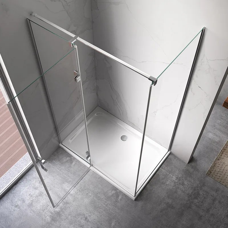 BPS-koupelny Obdélníkový sprchový kout HYD-OK02B 100x80 chrom/transparent + vanička HYD-OSV-ST03A bílá