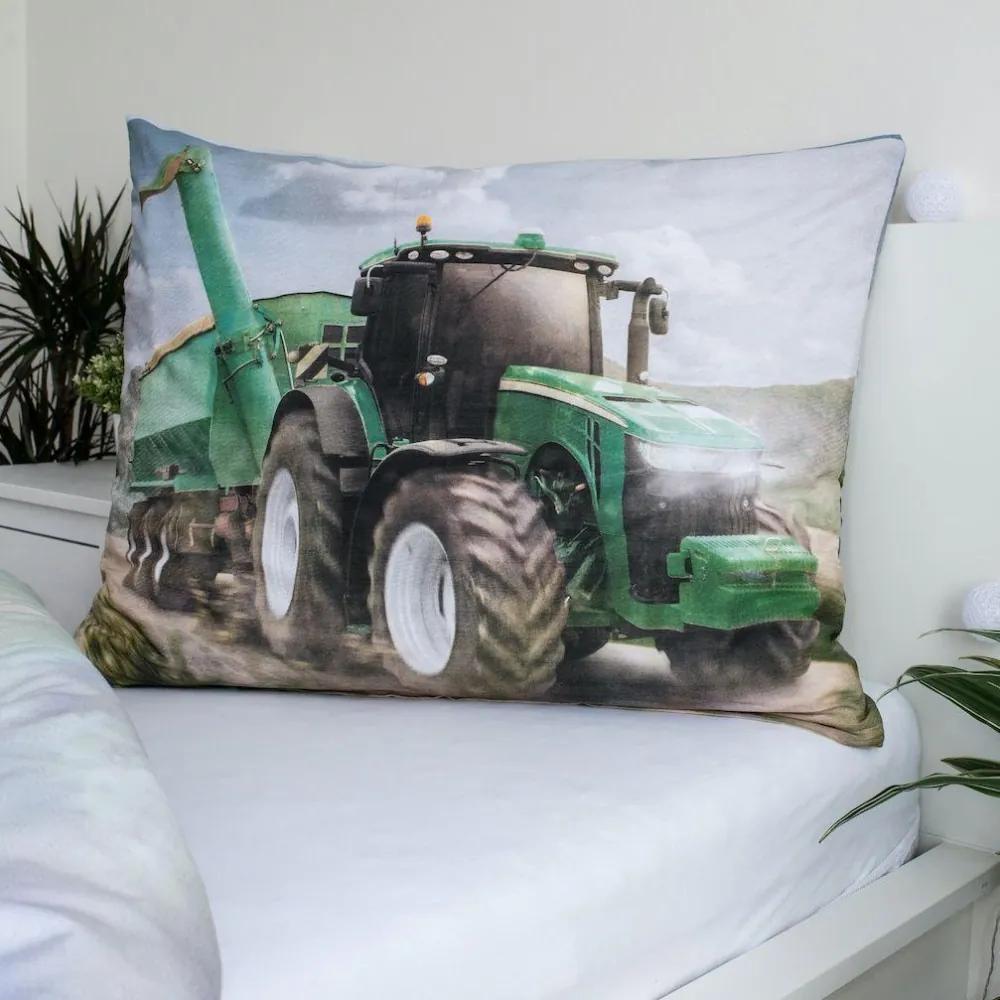 Jerry Fabrics s. r. o. Bavlněné povlečení 140x200 + 70x90 cm - Traktor Green