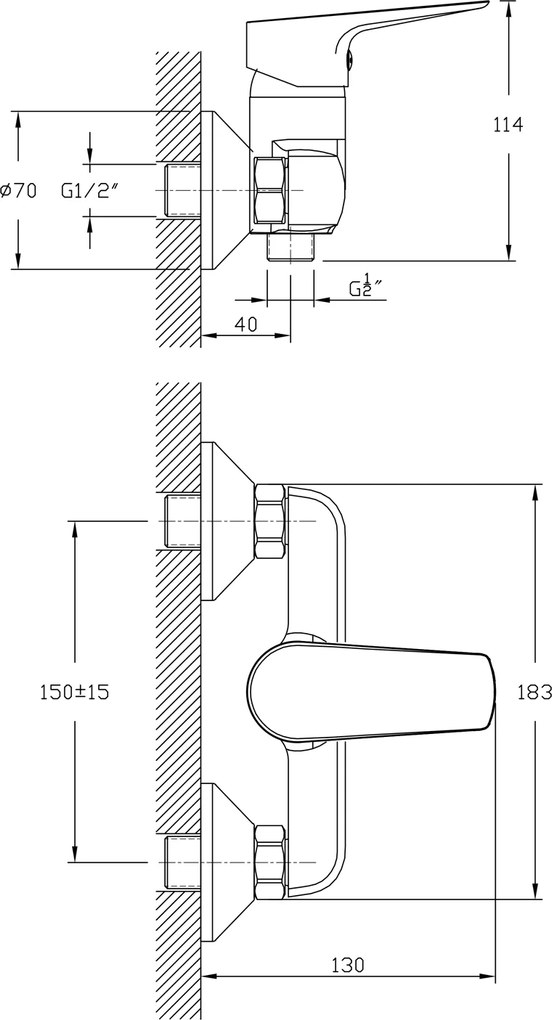Aqualine Lotta LT611 sprchová baterie nástěnná 150 mm páková