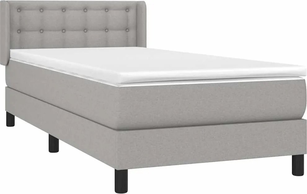 Box spring postel s matrací světle šedý 100 x 200 cm textil 3130009