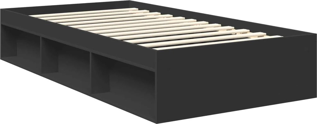 Rám postele s čelo Černá 100 x 200 cm Masivní borové dřevo 3413345