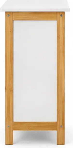 koš na prádlo, s víkem, 80 l, bambus/dřevo, 60x50x30 cm, bílá/přírodní, Dekorino KP20260011