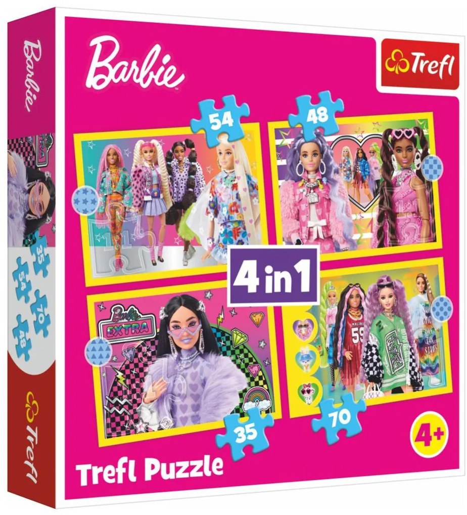 Puzzle 4v1 Šťastný svět Barbie 28,5x20,5cm v krabici 28x28x6cm
