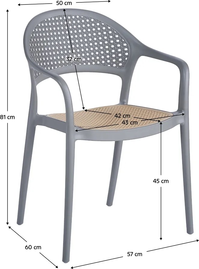 Kondela Stohovatelná židle, šedá/béžová, LADIS