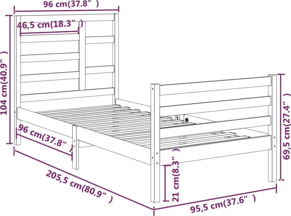 vidaXL Rám postele masivní dřevo 90 x 200 cm [3105849] Barva: Přírodní