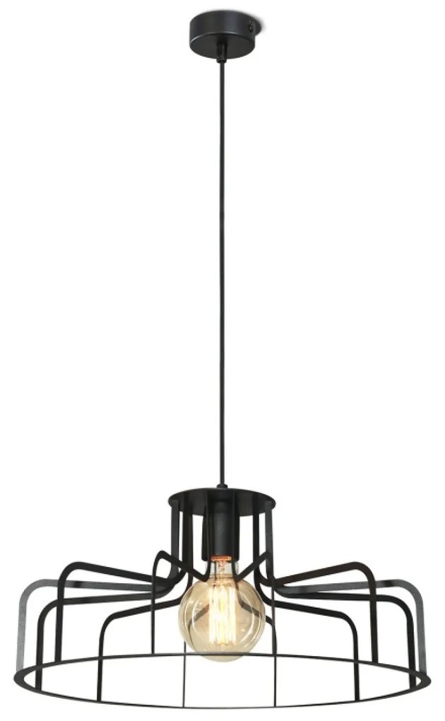 Light for home - Závěsné svítidlo na lanku s kovovým stínítkem 50106 "PAUK", 1x60W, E27, Černá