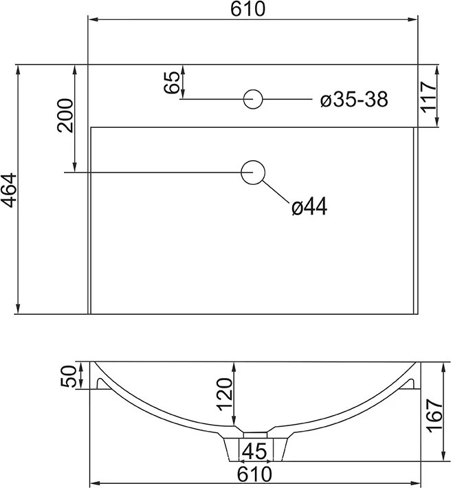 Mereo Mereo, Mailo, koupelnová skříňka s umyvadlem z litého mramoru 61 cm, bílá, dub, antracit, CN530M