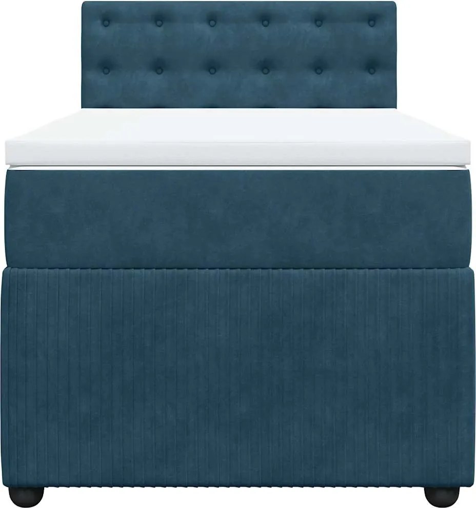 Box spring postel s matrací modrá 90 x 200 cm samet 3289942
