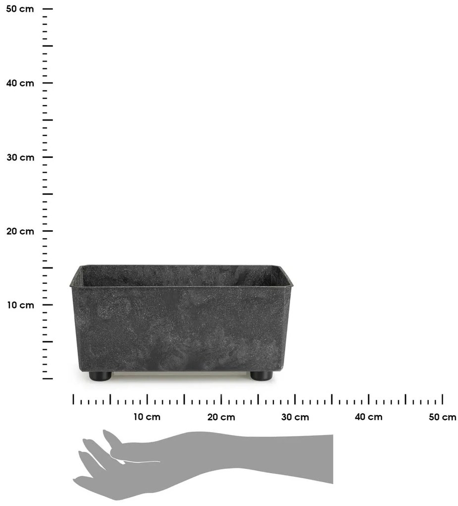 PLASTOVÝ KVĚTINÁČ SALVIA 28,5X17 CM IMITACE BETONU ČERNÁ