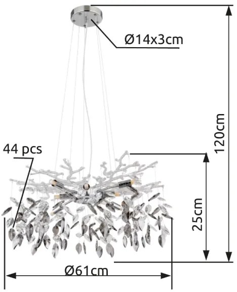Globo 64133-8 - Lustr na lanku DANNA 8xG9/8W/230V pr. 61 cm chrom