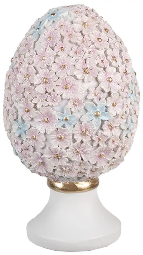 Růžová dekorace vajíčko z květů na podstavci - Ø 10*18 cm