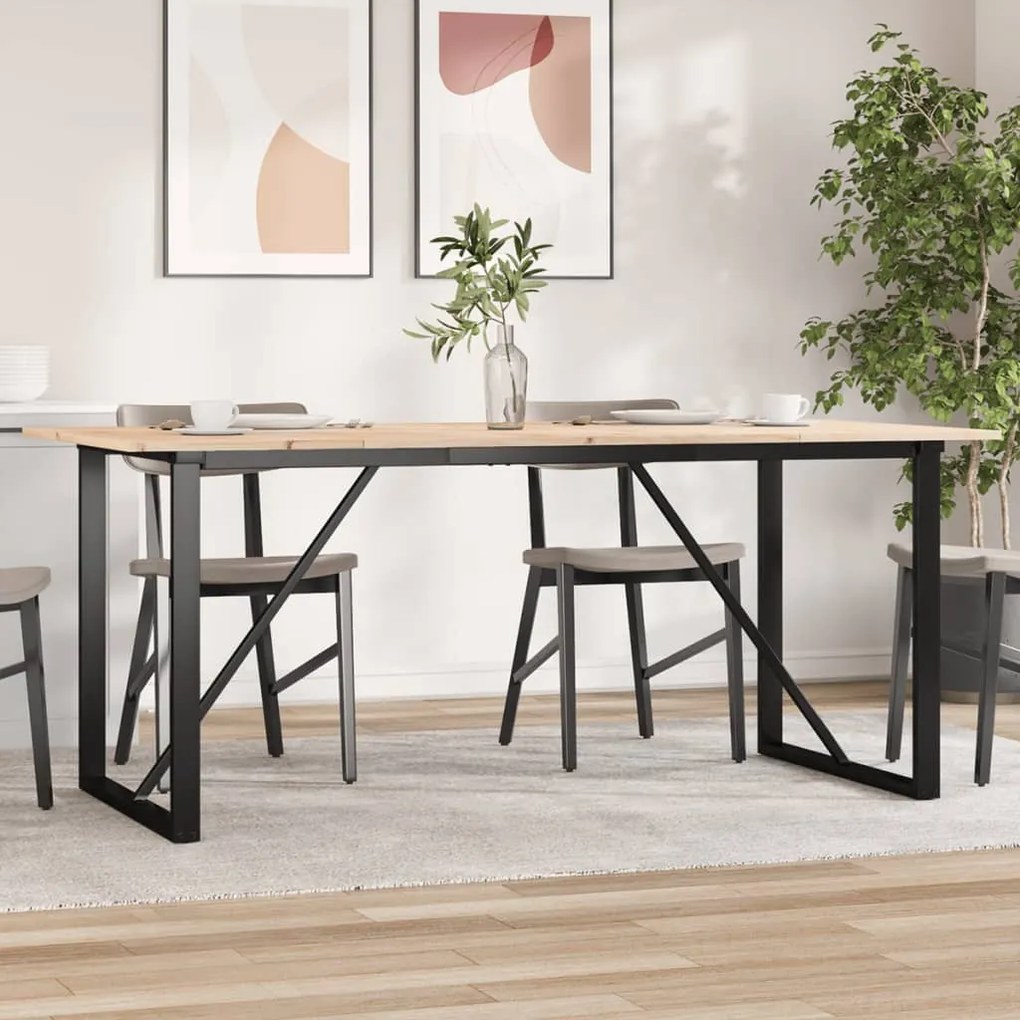 Jídelní stůl s O rámem 180 x 90 x 75 cm borové dřevo a ocel 3282678