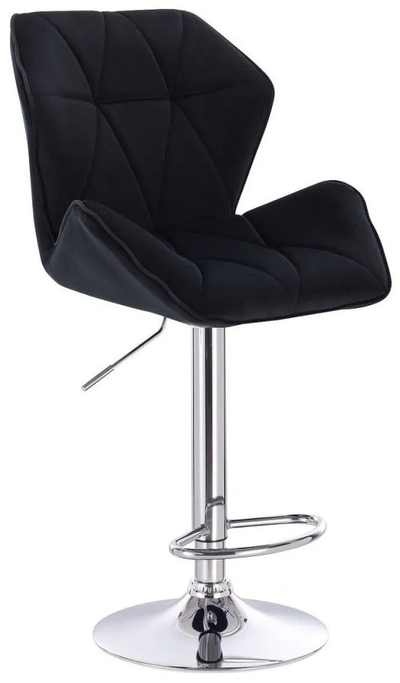 LuxuryForm DESIGN Barová židle MILANO MAX VELUR na stříbrné kulaté podstavě - černá