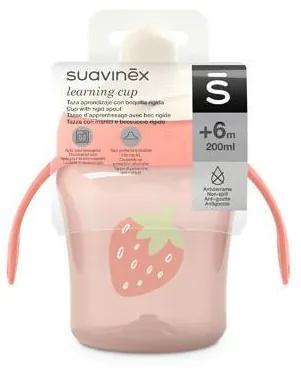 Suavinex Nerozlitný hrníček Go Natural 200 ml Růžová jahoda