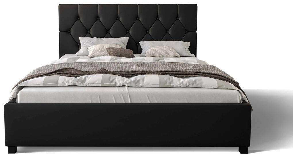 Manželská postel 140 cm Sylvie (černá) (s roštem a úložným prostorem). 1047154