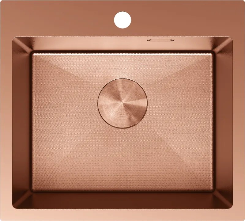 Mexen Solix, 1-komorový nerezový dřez 500 x 450 mm, broušená měď, vzor voština, 6402501000-65HC