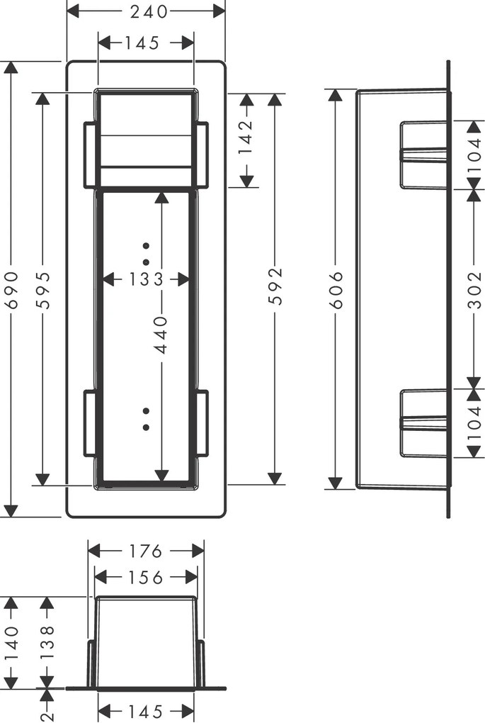 Hansgrohe XtraStoris Rock, wc kartáč na zabudování s držákem na toaletní papír, bílá matná, HAN-56062700