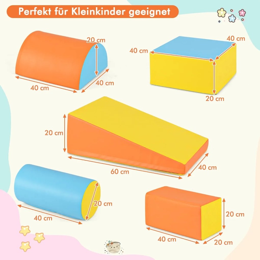 Costway 5 ks. Schaumstoffbausteine Riesenbausteine zum Toben – žlutá + oranžová