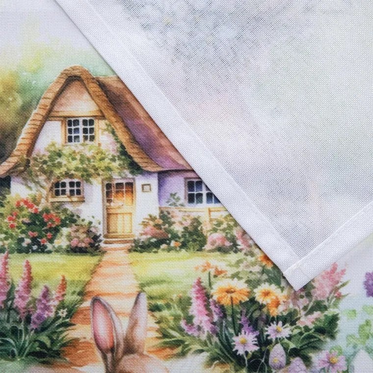 Středový ubrus s potiskem ZAJÍČCI V ZAHRADĚ 85 x 85 cm