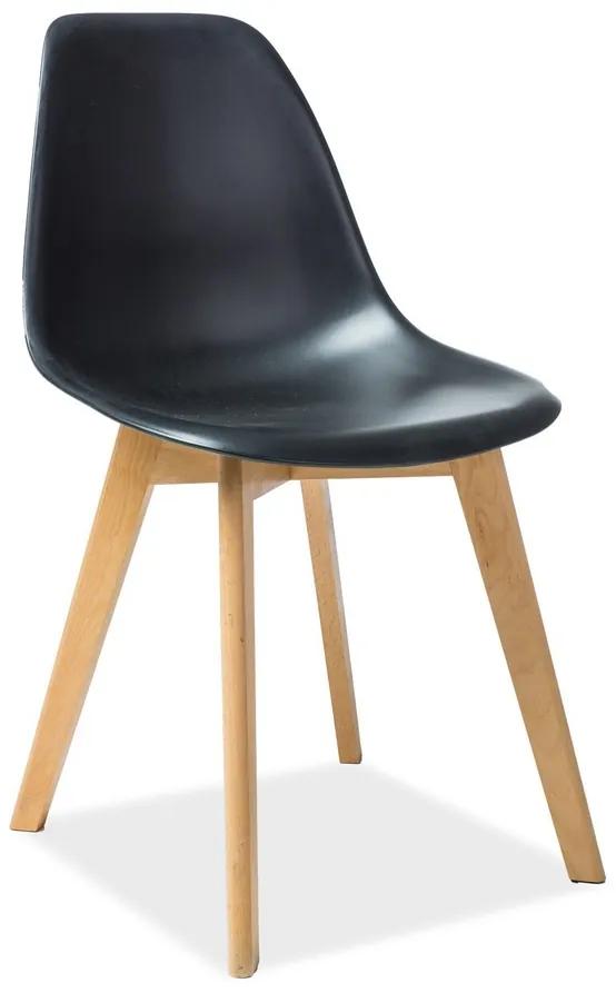 Jídelní židle MORIS plast černý, podnož buk
