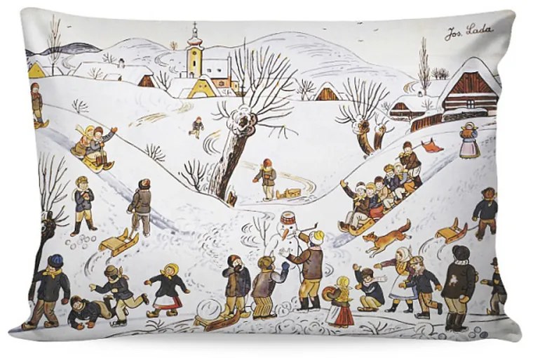 Povlak na polštářek 33x50cm - Dětské hry v zimě: 33x50cm