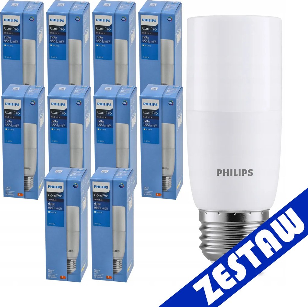 SADA 10 LED žárovek E27 T38 9,5W 950lm CorePro 3000K
