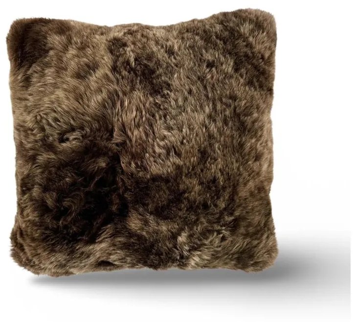 Polštářek z ovčí kůže - střižený chlup, oboustranný 50x50, hnědý kaštan