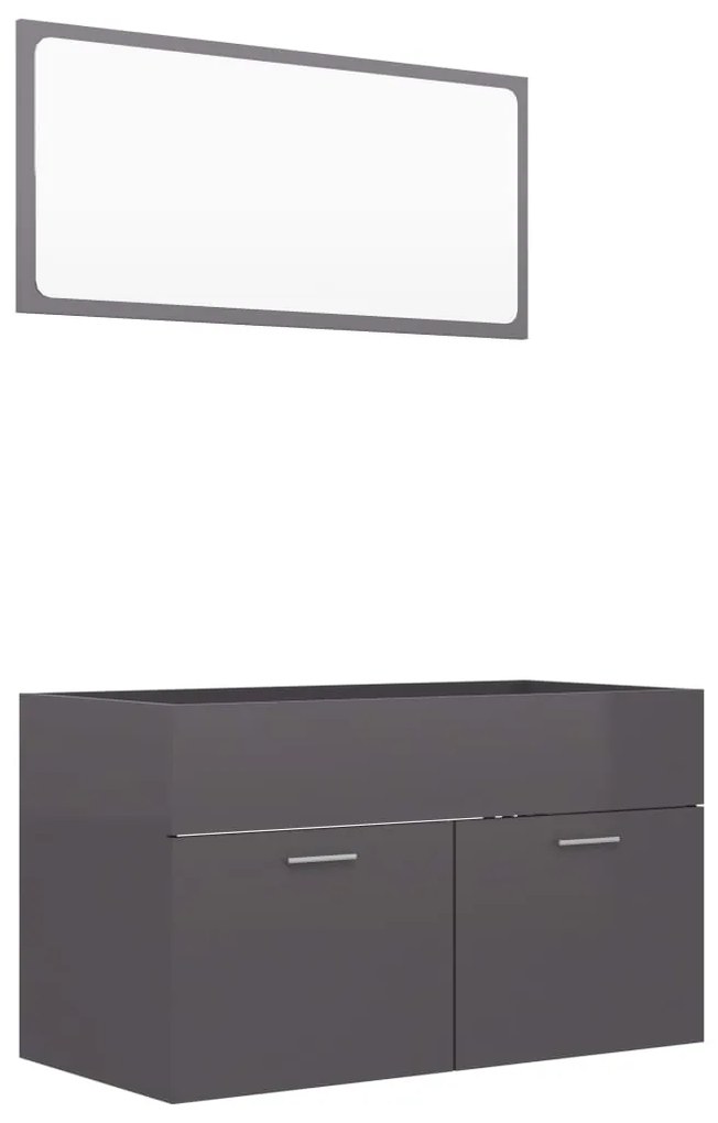 vidaXL 2dílný set koupelnového nábytku leskle šedý kompozitní dřevo