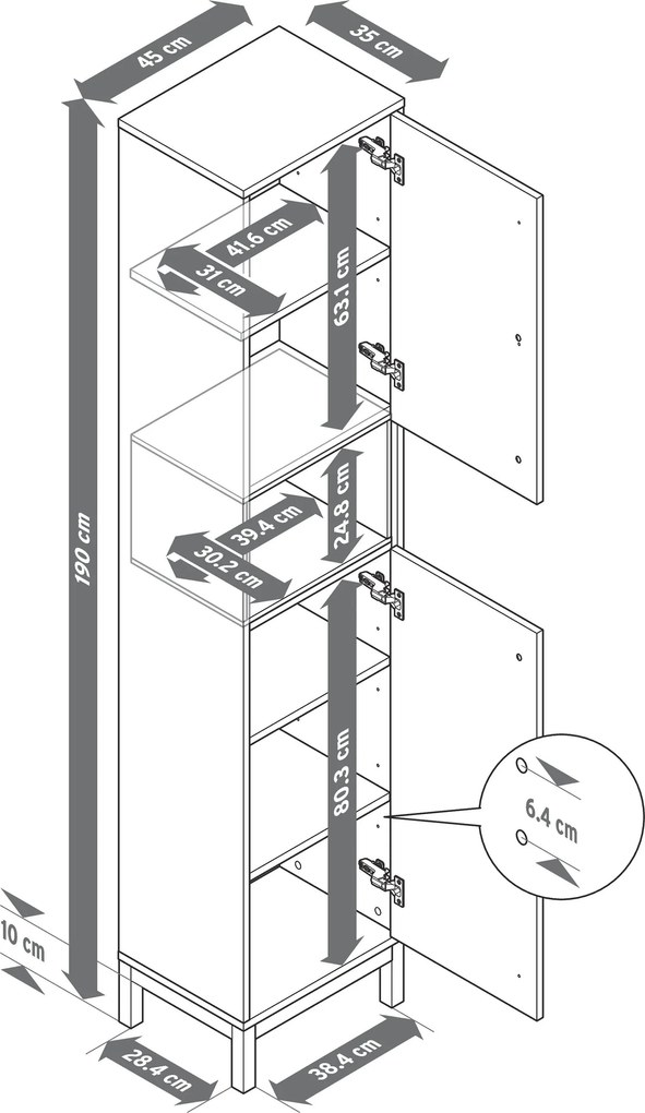 Tchibo - Vysoká koupelnová skříňka »Eklund« - barva: bílá