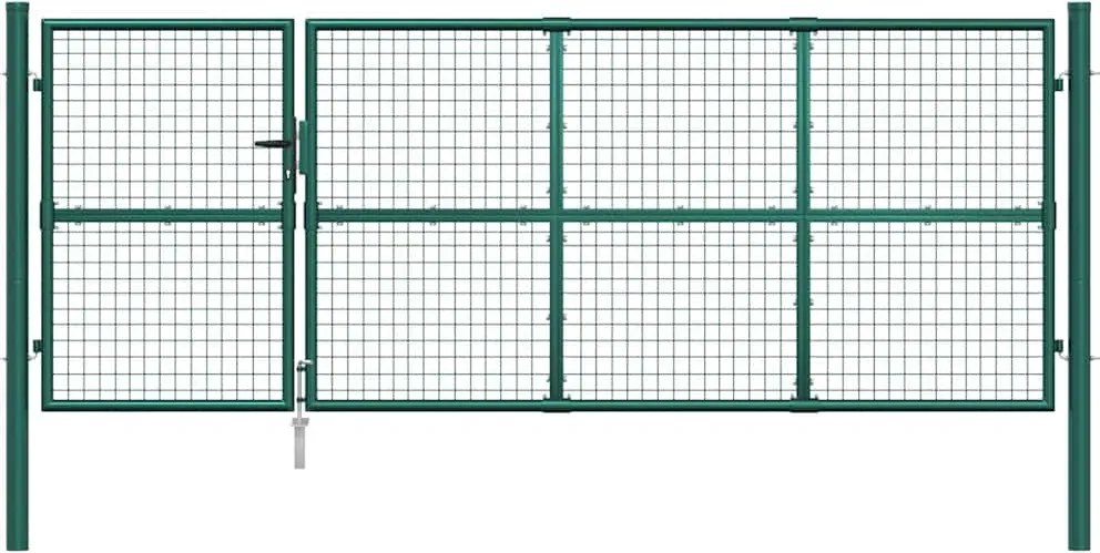 Pletivá zahradní branka zelená 350 x 125 cm pozinkovaná ocel 154534