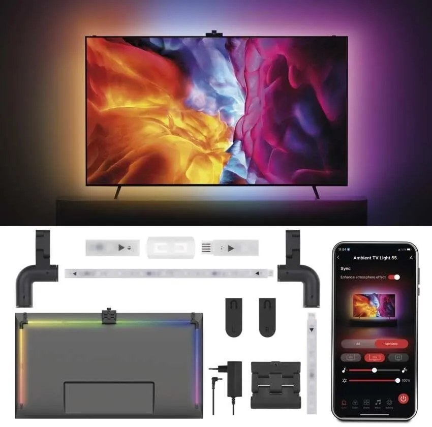 Emos gosmart ambientní led rgb osvětlení za tv 55“ (139 cm)