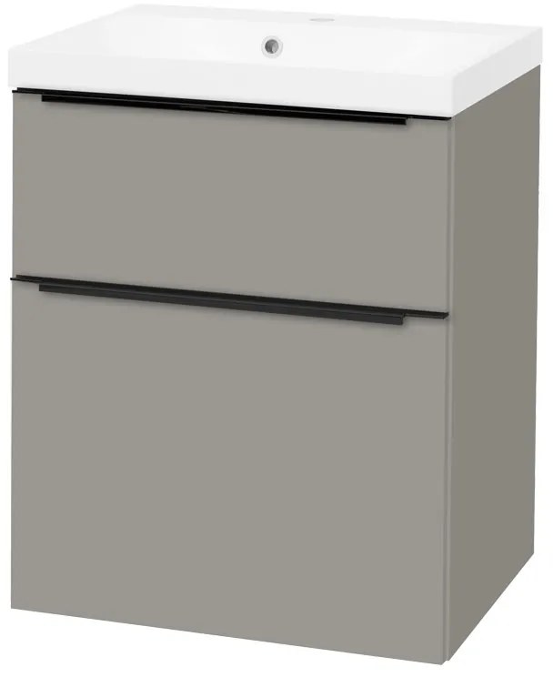 Mereo Mereo, Mailo, koupelnová skříňka s umyvadlem z litého mramoru 61 cm, bílá, dub, antracit, CN570MB