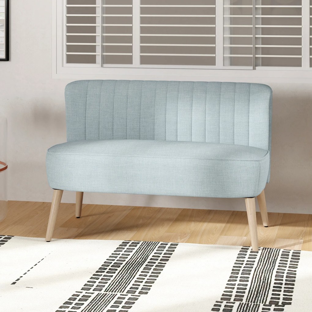 HOMCOM 2místná pohovka, kompaktní čalouněný dvousedák s lněným vzhledem, světle zelená (117 x 56,5 x 77 cm)