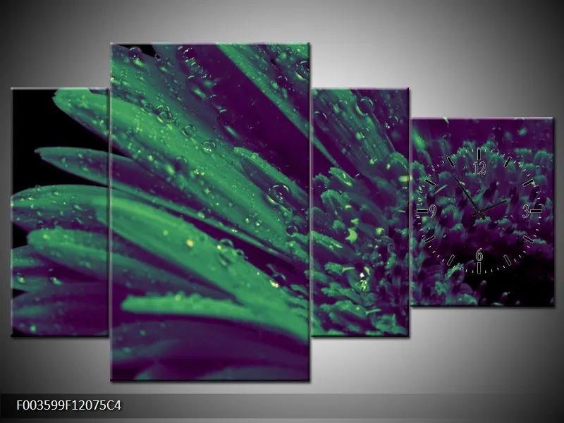 Obraz kapek vody na zeleném květu  (120x75 cm), 40 dalších rozměrů