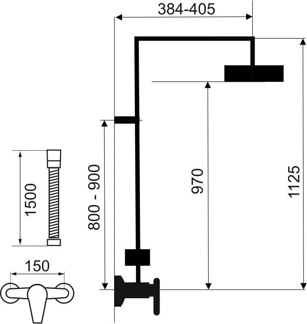Novaservis Sprchové soupravy - Nobless Tina sprchový set 250 s baterií, horní připojení sprchy, černá, SET042/38,5