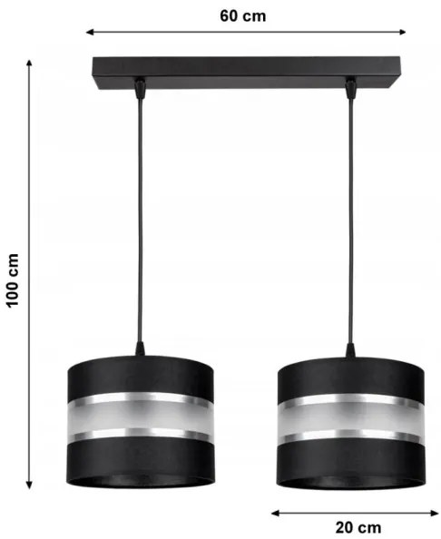 Lustr na lanku CORAL 2xE27/60W/230V černá