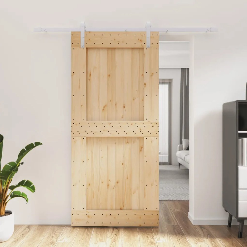 Posuvné Dveře S Kováním 95 X 210 Cm Masivní Borové Dřevo