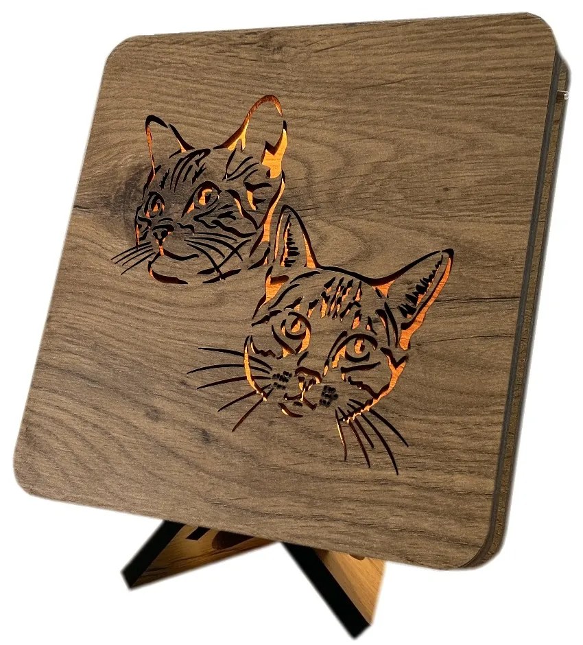 Li-Go "Kočky" lampa 19x19cm provedení povrchu: ořech